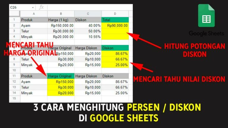 3+ Cara Menghitung Persen / Diskon di Google Sheet - EvoTekno 3+ Cara Menghitung Persen / Diskon di Google Sheet - EvoTekno